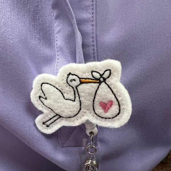 Stork Badge Reel / Nurse Badge Reel / OBGYN / Retractable ID Badge ...