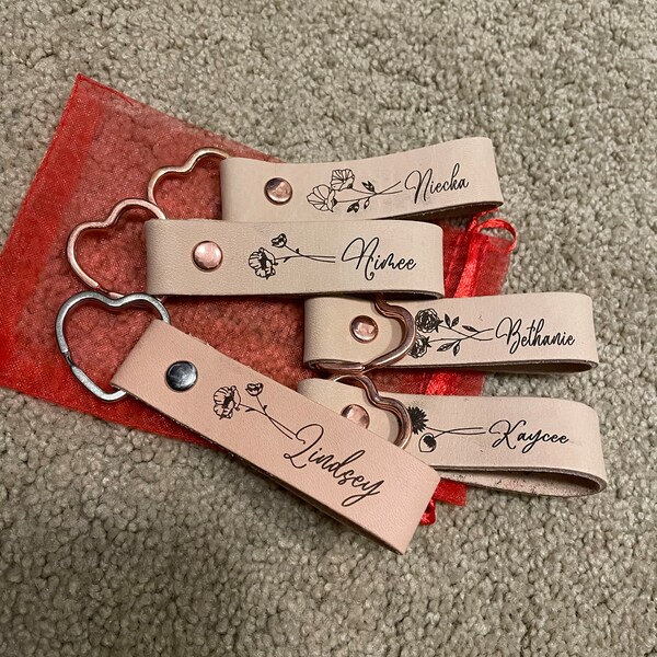 Custom Name Birth Flower Keychain, Customized Birthday Gift for Mom ...
