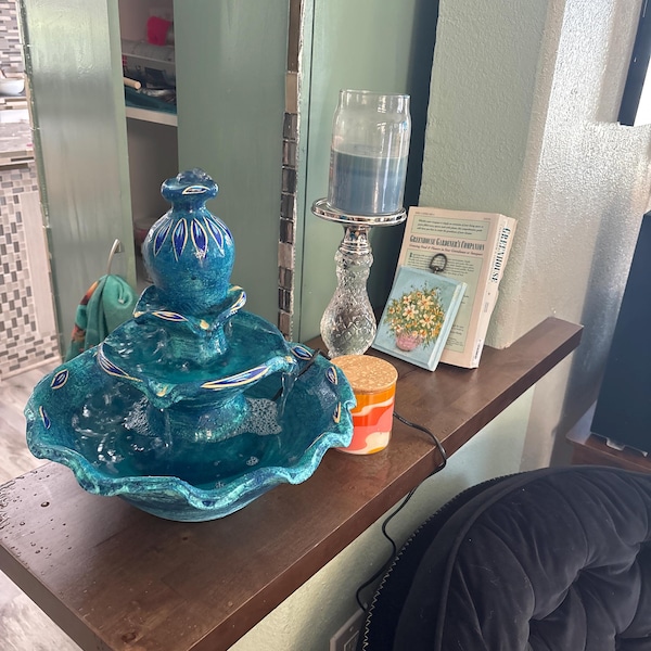 Handmade Serenity Cairn Water Fountains, Turquoise Blue Indoor or ...
