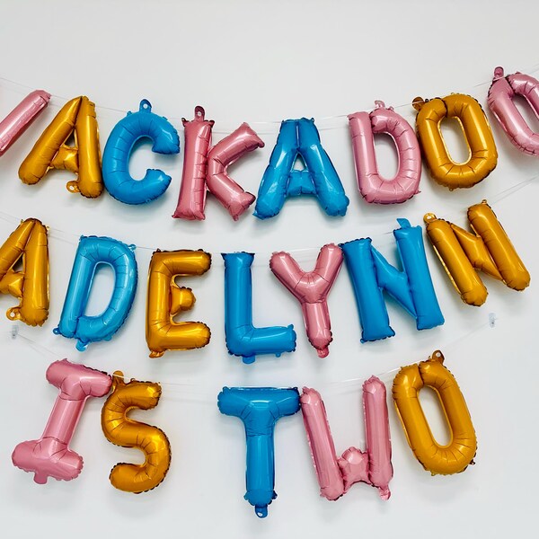 Wackadoo They're Two Custom Name Letter Balloon Kit 2nd Birthday Party ...