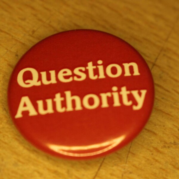 Unworn Retro 80s question Authority BUTTON, in Like New Condtion - Etsy
