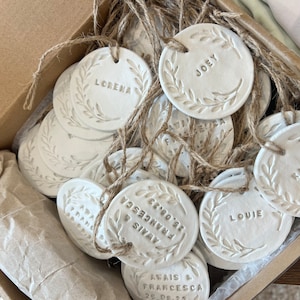 Handmade Personalised Clay Wedding Name Tag - Etsy UK