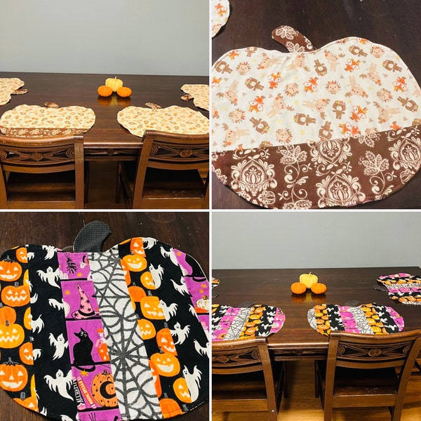 Reversible Pumpkin Place Mat Sewing Pattern & Tutorial | Table Decor ...