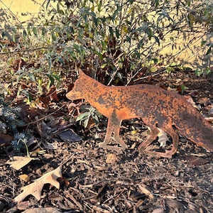 Rustic Metal Fox Garden Sculpture Weathered Fox Outdoor Decor Rusty ...