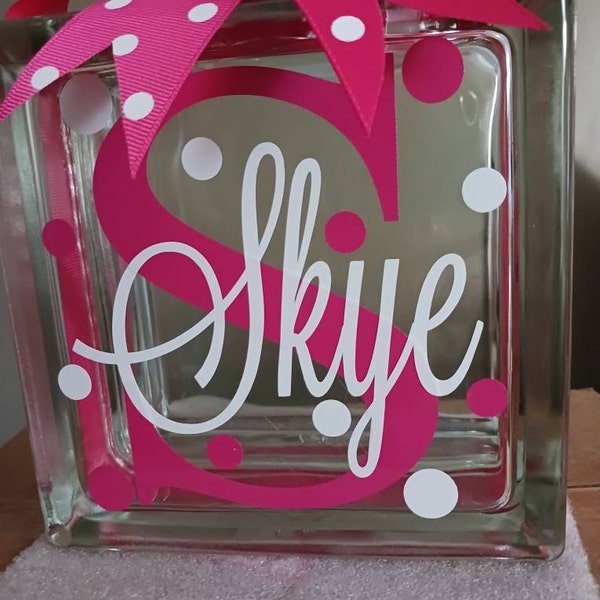 Girls Customized/personalized Glass Block Money Bank/piggy Bank (6-inch ...