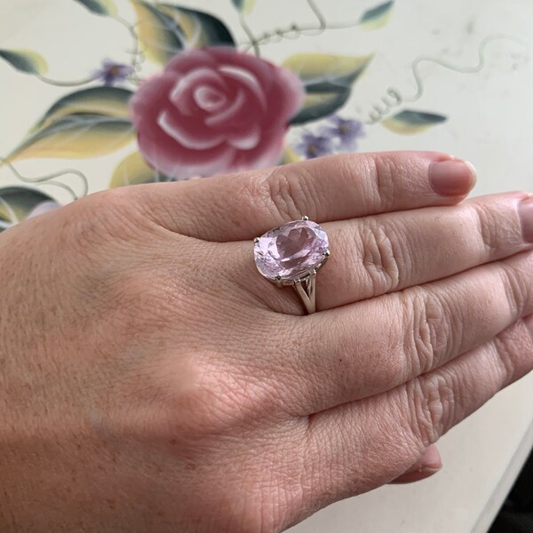 Large Intense Blue Lab Quartz in Sterling Silver Cocktail Ring 8.9ct ...