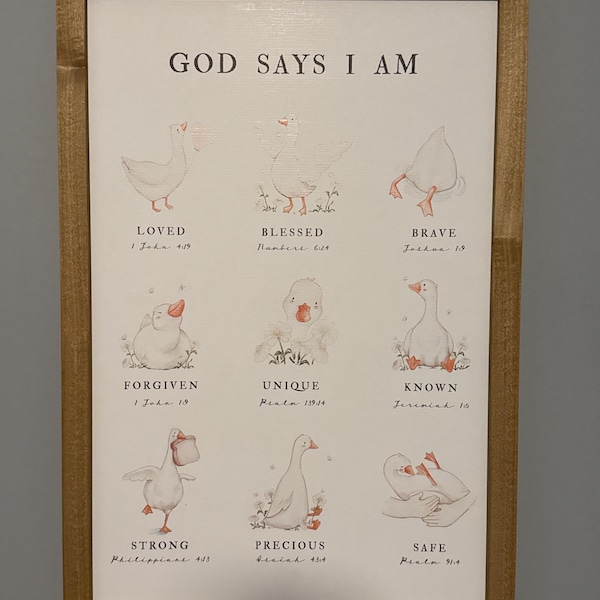 God Says I Am, Silly Goose Poster, Affirmation Wall Art for Kids, Bible ...