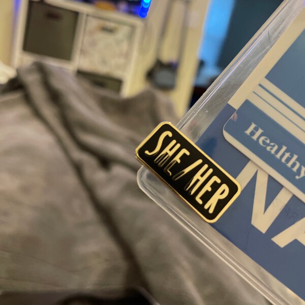 She/her Pronoun Hard Enamel Pin Badge - Etsy UK