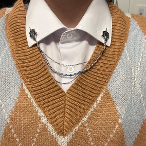 Gothic Cross Collar Chain – White Cross Collar Pin – Chic Cross Lapel ...