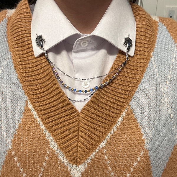 Gothic Cross Collar Chain – White Cross Collar Pin – Chic Cross Lapel ...