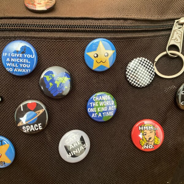 10 Buttons Pins, 80's 90's Vintage Style Pins, Punk Music Band Buttons ...