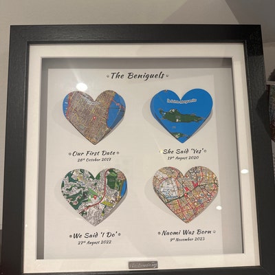 Personalised Map Gift Frame. by A GIFT OF HAPPINESS. Anniversary Gift ...