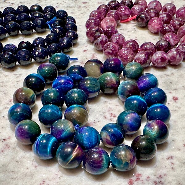 Blue Rainbow Crystal Quartz Beads Natural Grade AAA Gemstone Round ...