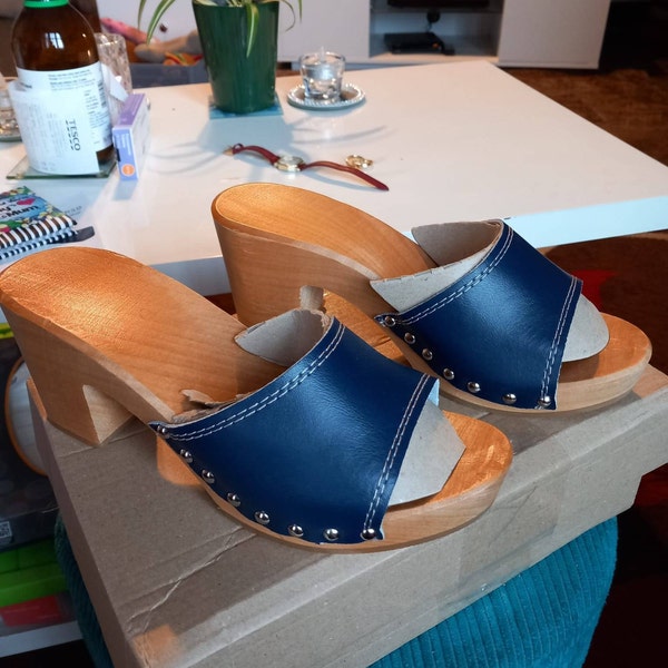 Swedish Clogs With Fur Wooden Clogs for Men Women Clogs Leather Fur ...