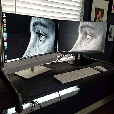 Iron Pipe & Solid Pine Wood Desk Farmhouse Suspended Wall Mounted ...