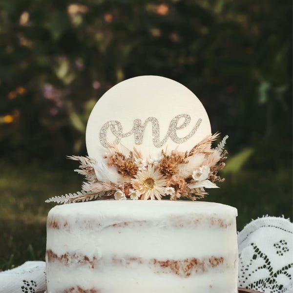 Floral ONE Cake Topper, First Birthday Prop, Cake Topper, Flowers for ...