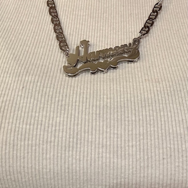 Ice Crystal Custom Large Cursive Letter Pendant With Rope Chain, Custom ...