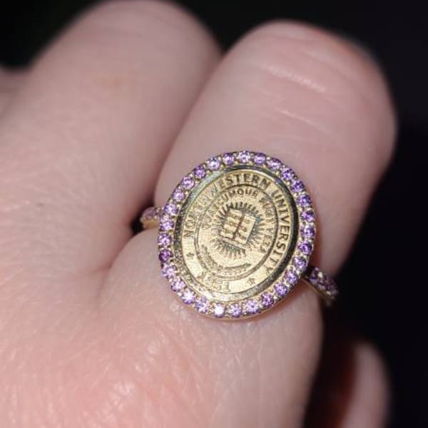 Gold Diamond Pave College Class Rings, Women's Class Ring, Gold ...