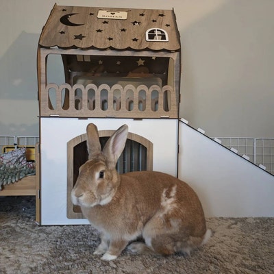 Wooden Rabbit House, Two Storey Rabbit Castle, Modern Rabbit Furniture ...