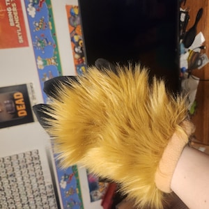 Bright Red Furry Plush Fursuit Hand Paws Red Luxury Fur With White ...