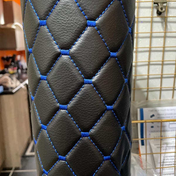 Yellow Black Quilted Vinyl Faux Leather Car Upholstery Fabric | 2"x2 ...