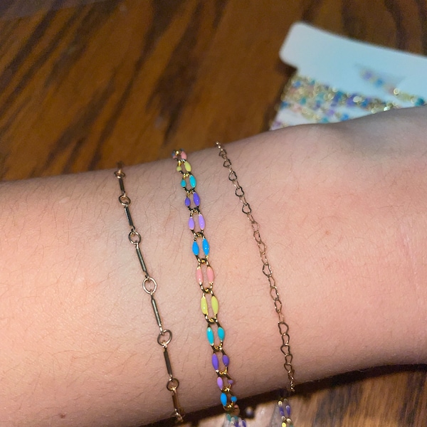 Sweethearts Valentine's Day Enamel Chain, Gold Plated, Multi Color ...