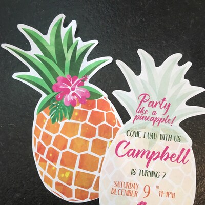 Pineapple Invitation Printable, Luau Invitation, Gold Pineapple Party ...