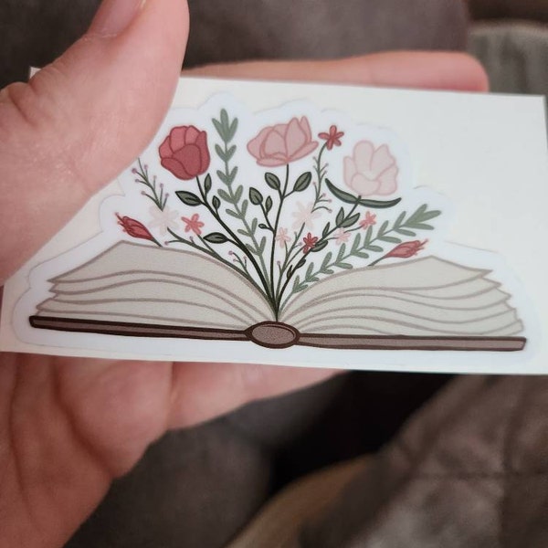 Floral Book Sticker / Open Book Sticker / Reading Sticker / Book ...