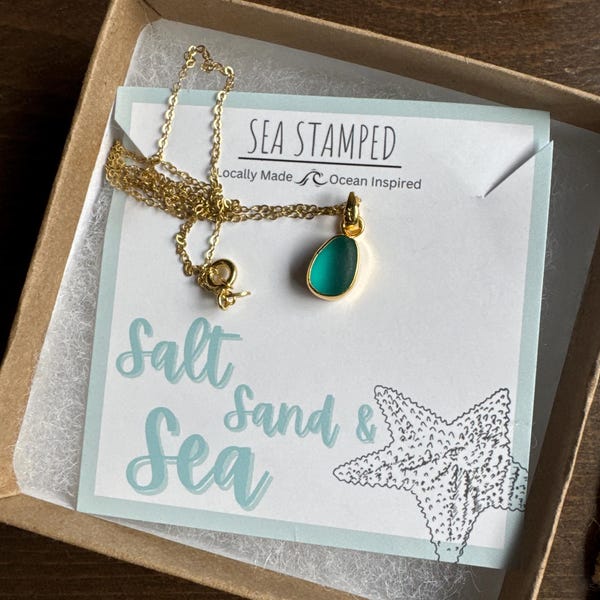 Petite Gold Sea Glass Pendant Necklace Gold Plated Beach Glass Jewelry ...