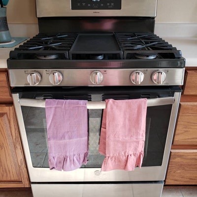 Gray Linen Ruffle Tea Towel. Linen Hand Towel With Ruffles. Stonewashed ...