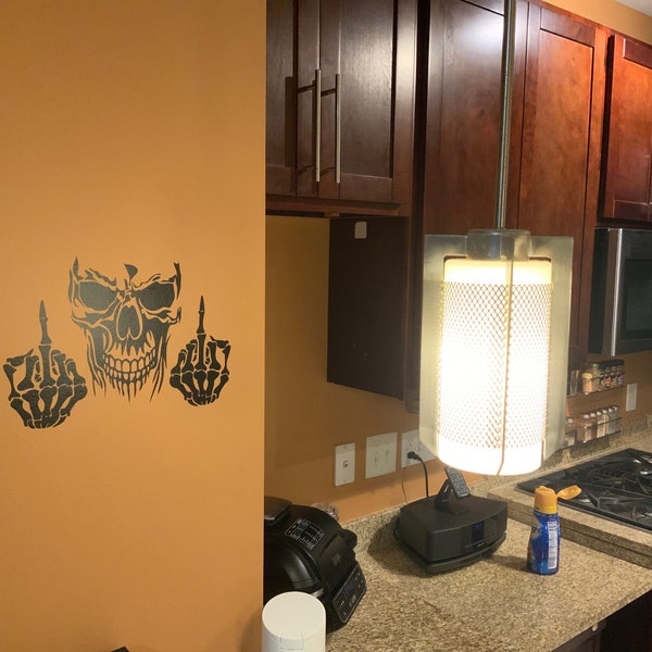 Skull With Middle Finger Vinyl Decal, Skull Decal, Skull Sticker, Skull ...