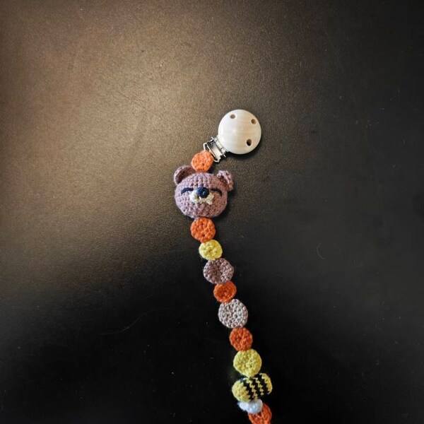 Crochet Bear Pacifier Clip PATTERN, Amigurumi Baby Shower Gift (PDF ...