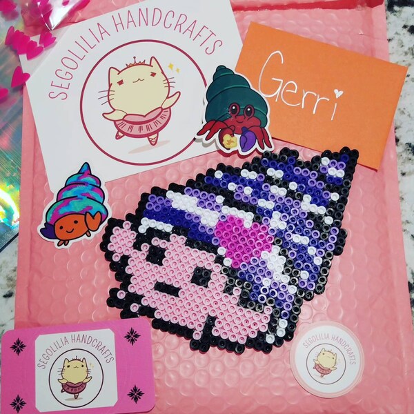 Hermit Crab in Love - Original Perler Bead Craft - Magnet | Coaster ...