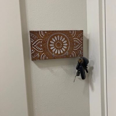 Rustic Key Holder for Wall, Mandala Key Holder, Modern Key Rack - Etsy