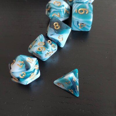 Dnd Dice Set / White Jade Pearl Marble Swirl Polyhedral Dice / D&D Dice ...