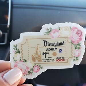 Disneyland Admission Ticket Sticker/ Retro Floral Disney Laptop ...