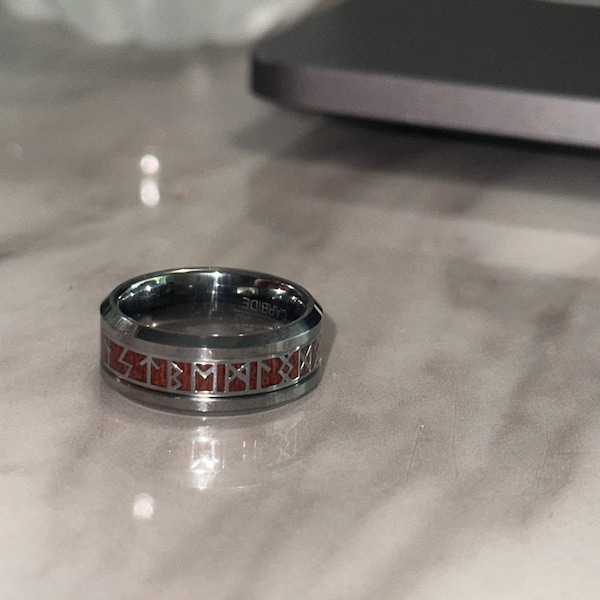 Celtic Spiral and Red Guitar String Tungsten Wedding Band, Guitar ...