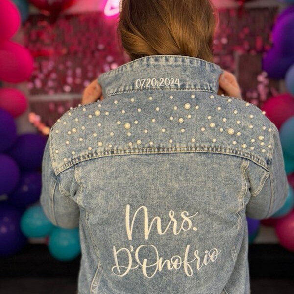 Embroidered Pearl Bride Jean Jacket - Etsy