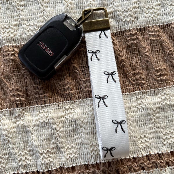 Black Bows Key Fob Wristlet | Antique Brass Hardware | Stylish ...