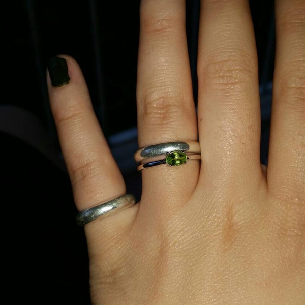 Peridot Dainty Oval Small Ring- Green Peridot Genuine Silver Ring ...