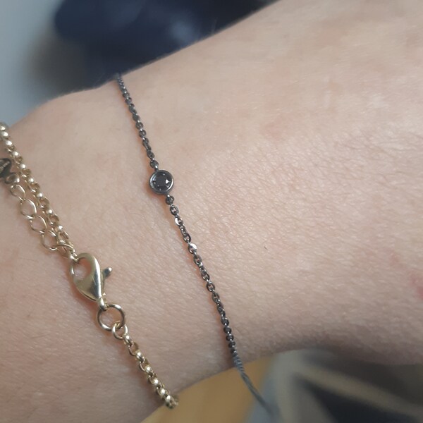 Dainty Gold Bracelet, Black Diamond, Mens Bracelet - Etsy