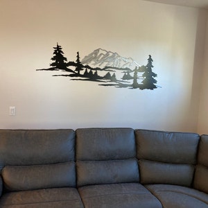 Mountain and Tree Scene Metal Wall Art 6.1 - Etsy