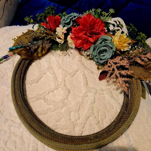 Rope Wreath, Western Lariat, Wreath,flower Wreath,turquoise, Cowboy ...