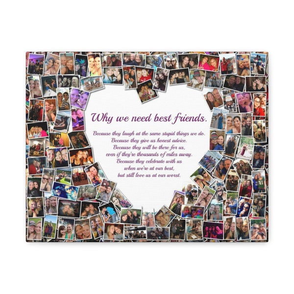 Heart Photo Collage Canvas | Heart Collage | Heart Shaped Picture ...