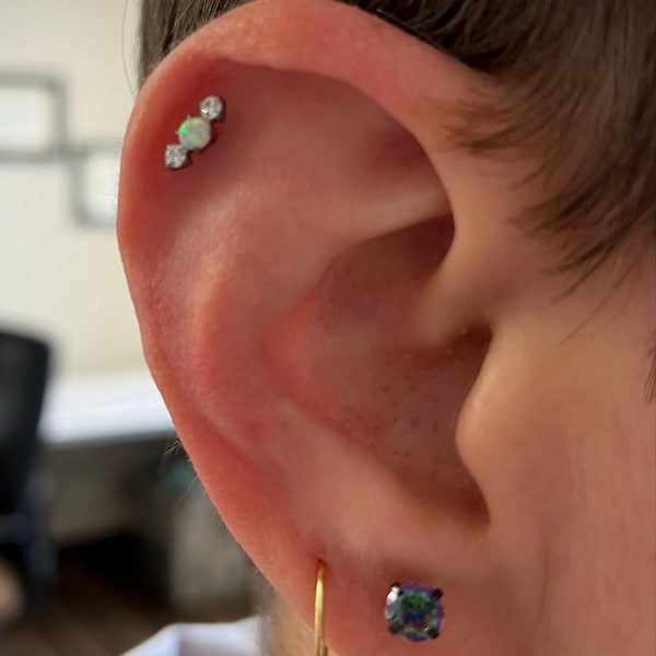 Titanium Vertical Dangle Hidden Helix Piercing, Threaded Flat Back Stud ...