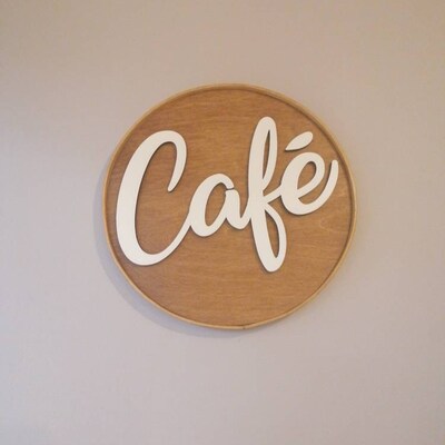 Round Wooden Cafe Sign / Kitchen Coffee Sign / Handmade - Etsy