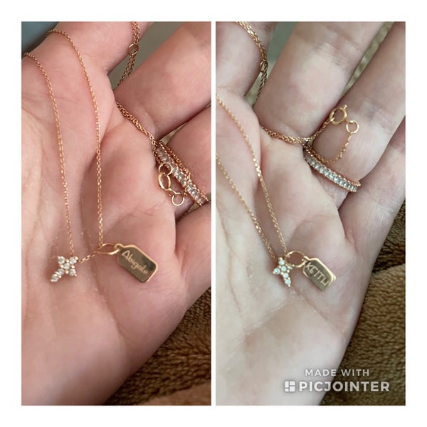 14k Solid Gold Personalized Bar Tag Pendant Only Vertical Bars Charms ...