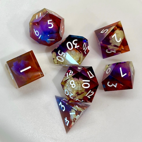 Sunrise Sonata - Gradient Cloud Dice, Handmade Resin Sharp Edge Dnd ...