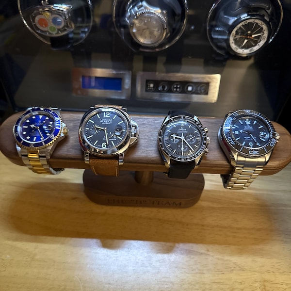 Custom Handmade Wood Watch Holder Stand, Personalized Name Watch ...