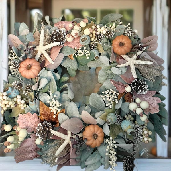 Pumpkin Centerpiece, Coastal Pumpkin, Coastal Fall Centerpiece, Beach ...